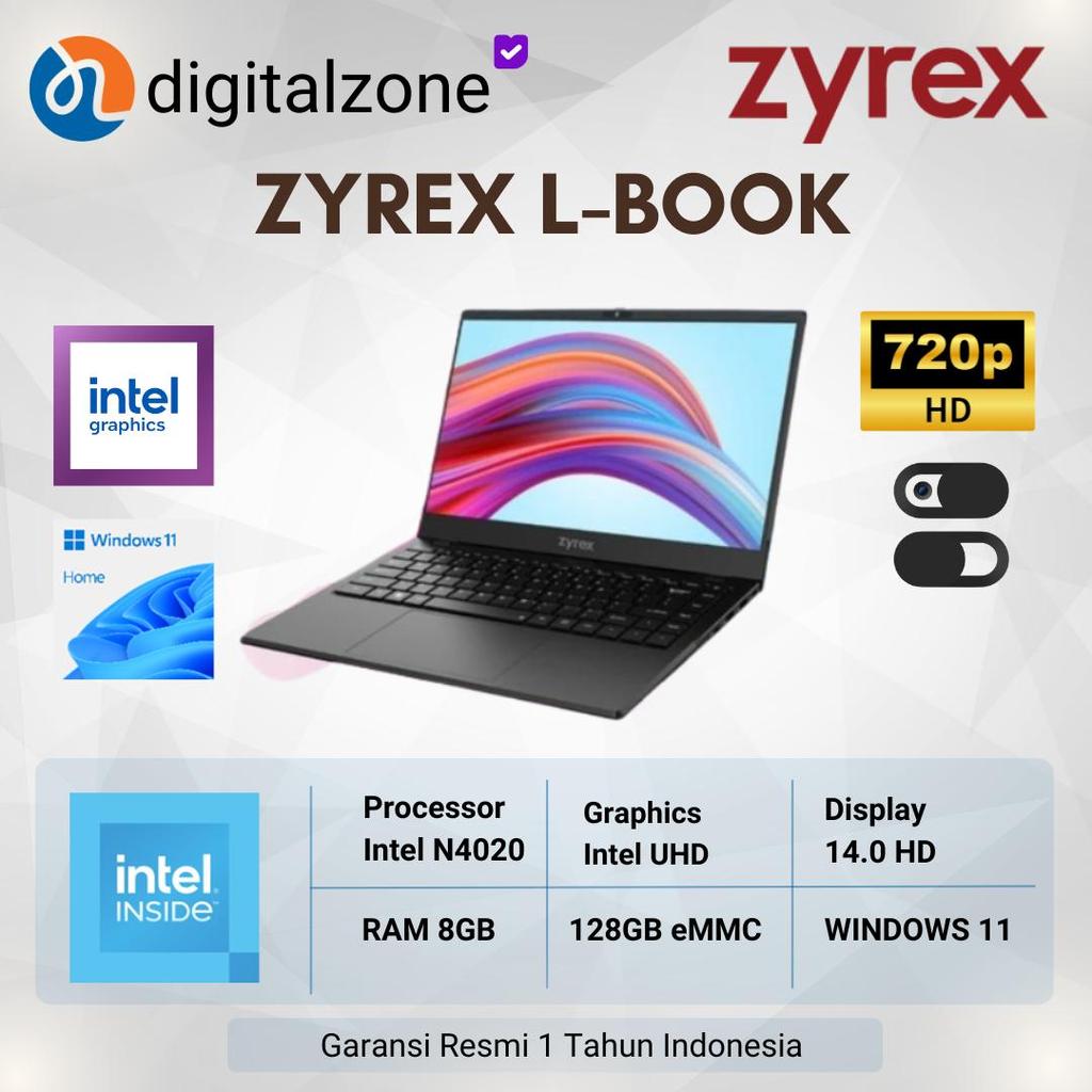 Jual Laptop ZYREX L-BOOK - N4020 8GB 128GB eMMC 14HD WINDOWS 11 DARK ...