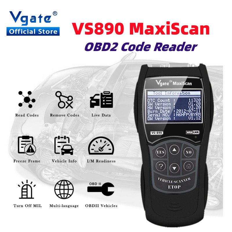 Jual Newest Versions Vgate VS 890 OBD2 agnostic Scanner VS890 SCAN Tool ...