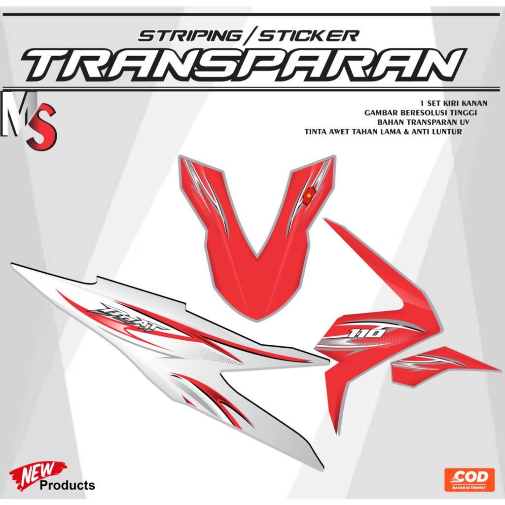 Jual COD / Striping Transparan Stiker Beat Deluxe 2020 Design MS002 ...