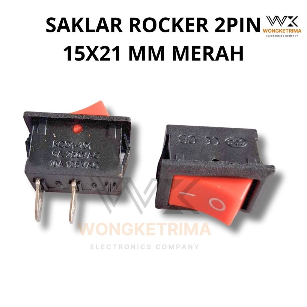 Jual Saklar Rocker 2 Pin 15x21mm Tombol Merah Body Hitam | Shopee Indonesia