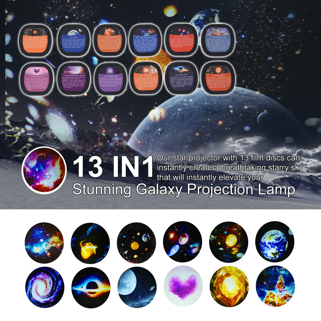 Jual Galaxy Star Projector, Starry Sky Projection Lamp, with 13 Film ...