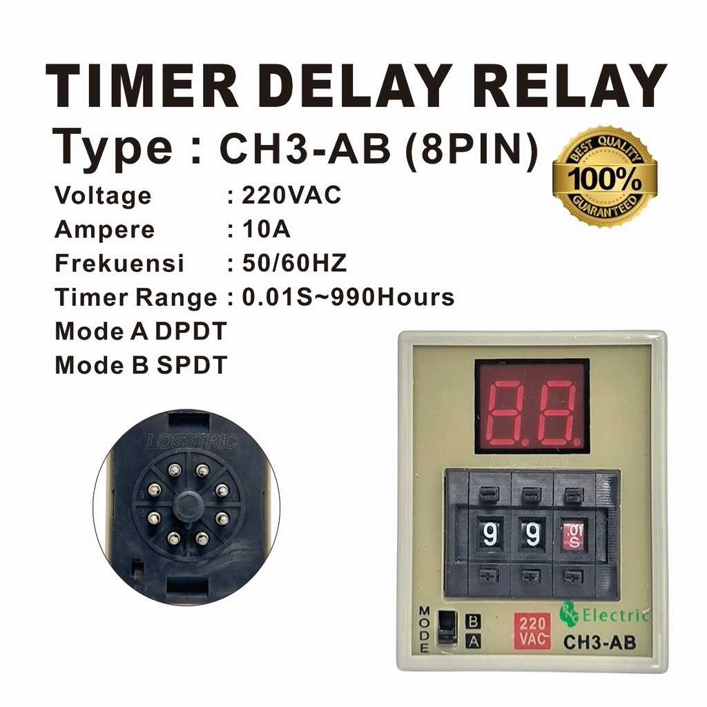 Jual CH3-AB PNC 220VAC Timer Delay Relay | Shopee Indonesia