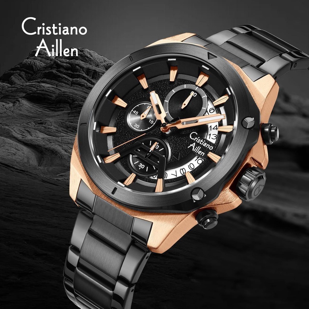 Jual Cristiano Aillen Jam Tangan Pria Analog 8896 Rantai Stainless ...