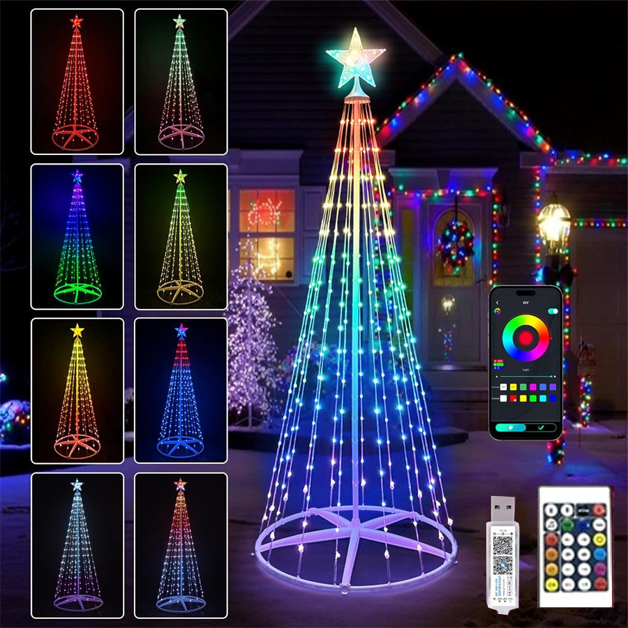 Jual 6FT 8FT LED Smart APP Control Christmas Cone Tree Light Outdoor ...