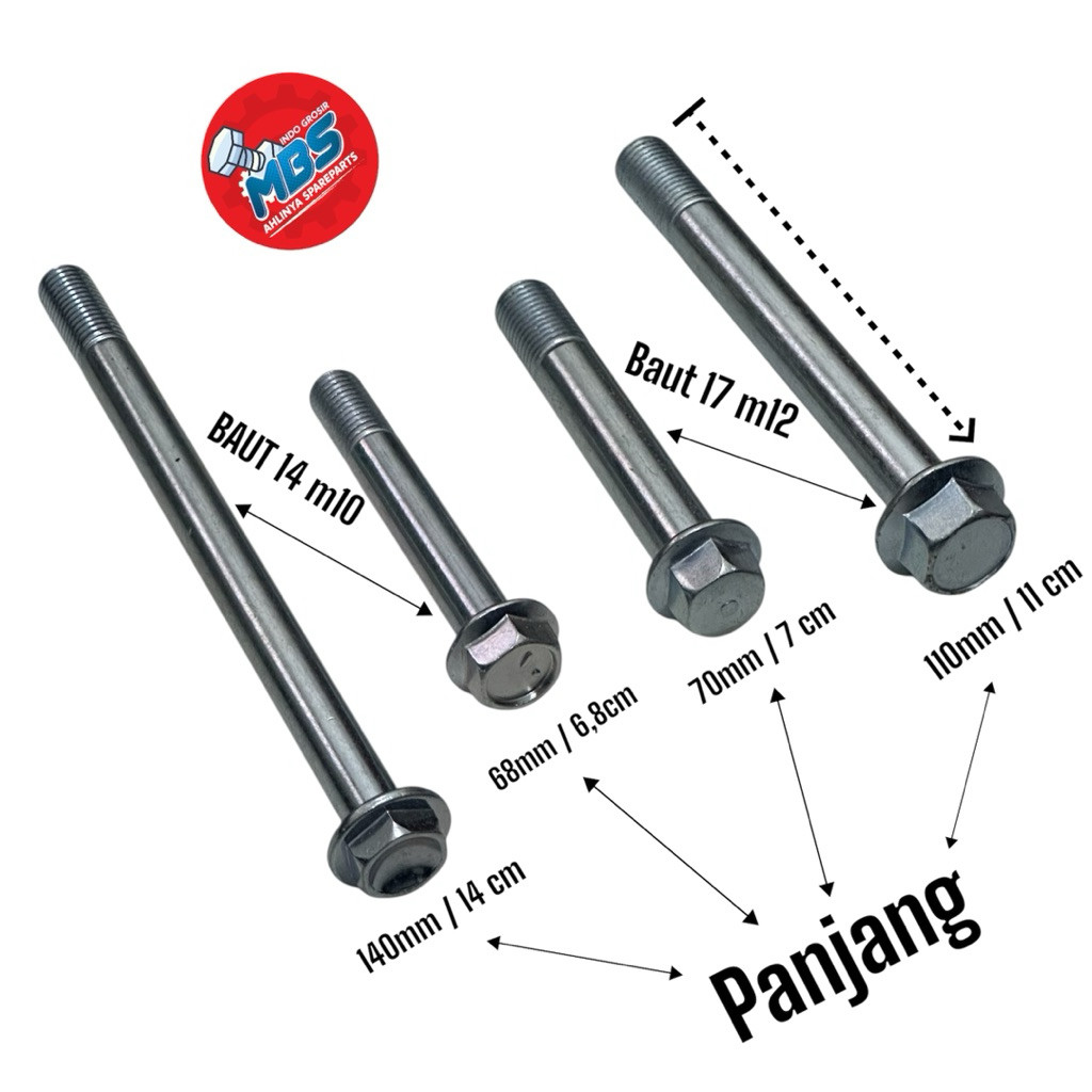 Jual AMB BAUT FLENG TOPI 14 17 m10 m12 ukuran panjang m10x140 14cm ...