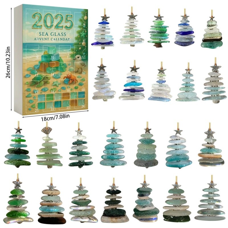 Jual Advent Calendar 2025 Sea Glass Christmas Pendant 24 Days Countdown ...