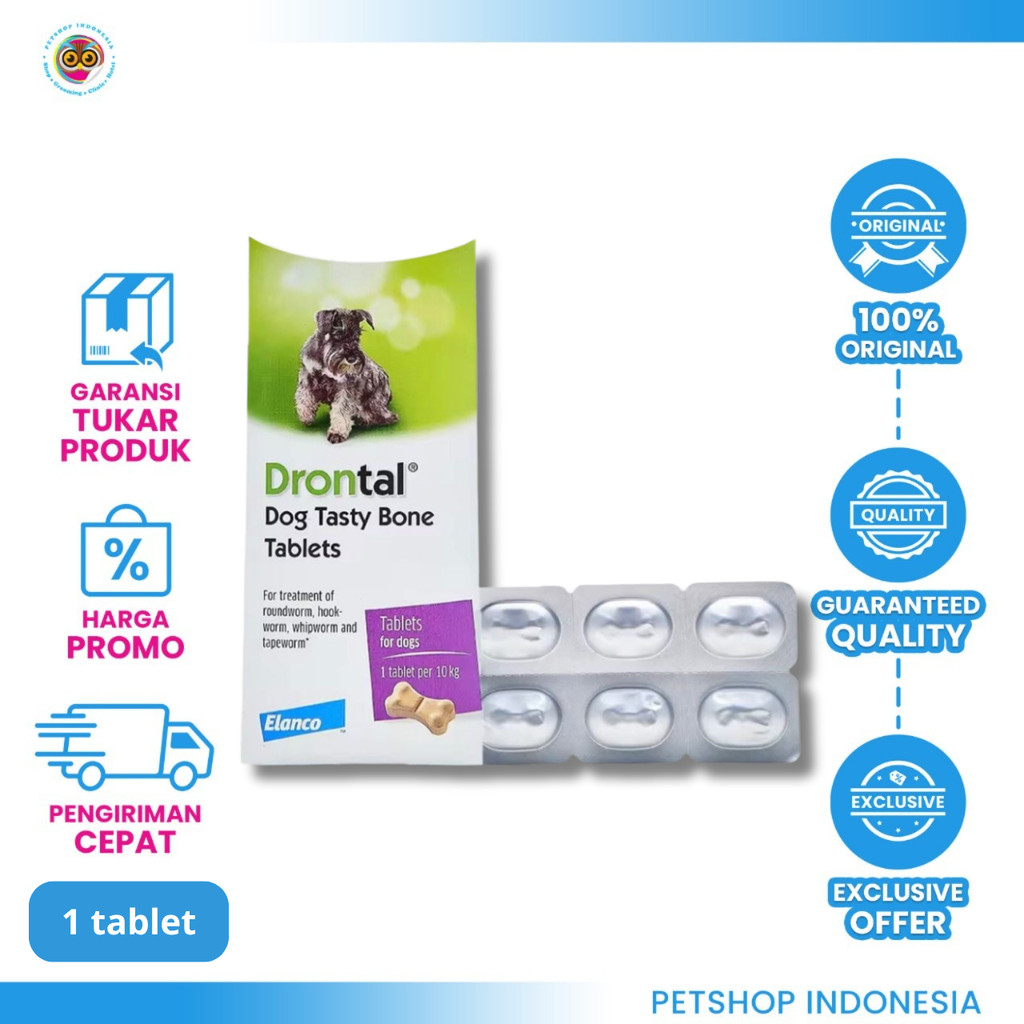 Jual Drontal Dog Tablet – Obat Cacing Anjing Spektrum Luas | Shopee ...