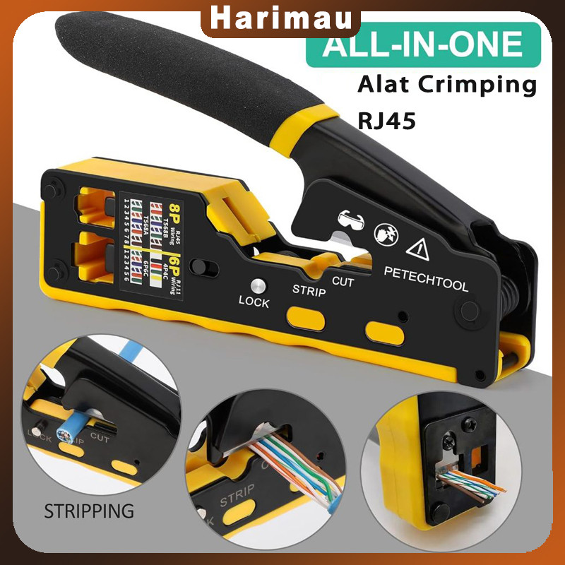 Jual Alat Crimp RJ45 / Crimper Ethernet Pass Thru / Untuk Konektor ...