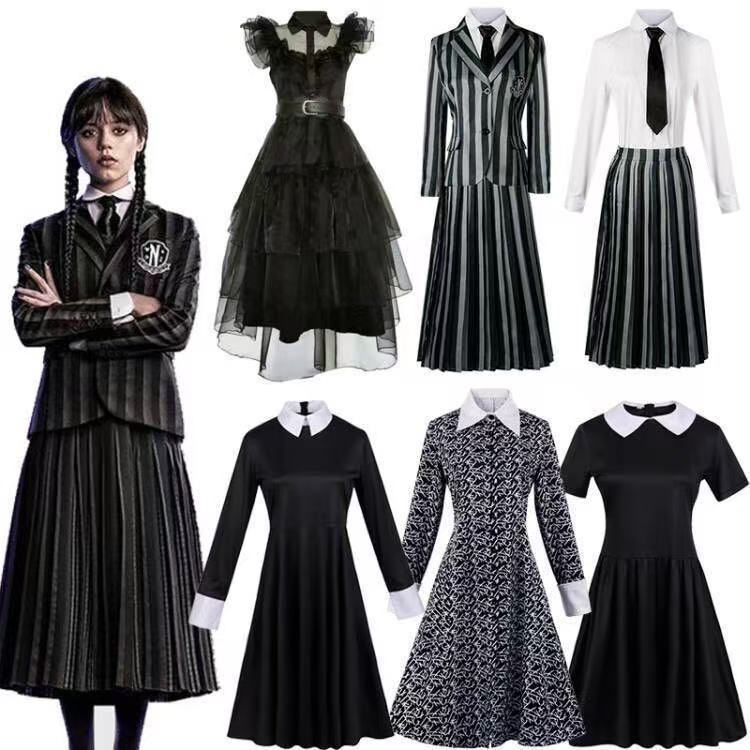 Jual American Drama Wednesday Cosplay Costume Wednesday COS Addams ...