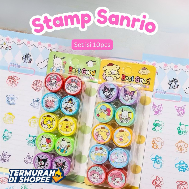 Jual [CS] Cap 1 Set Stempel Sanrio isi 10 PCS / Stamp Karakter Sanrio ...
