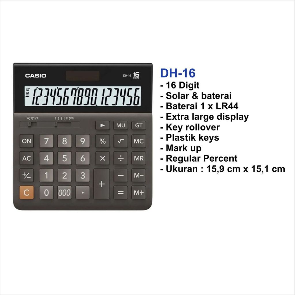 Jual Kalkulator Meja CASIO DH-16 Office Desktop Wide H Series ...