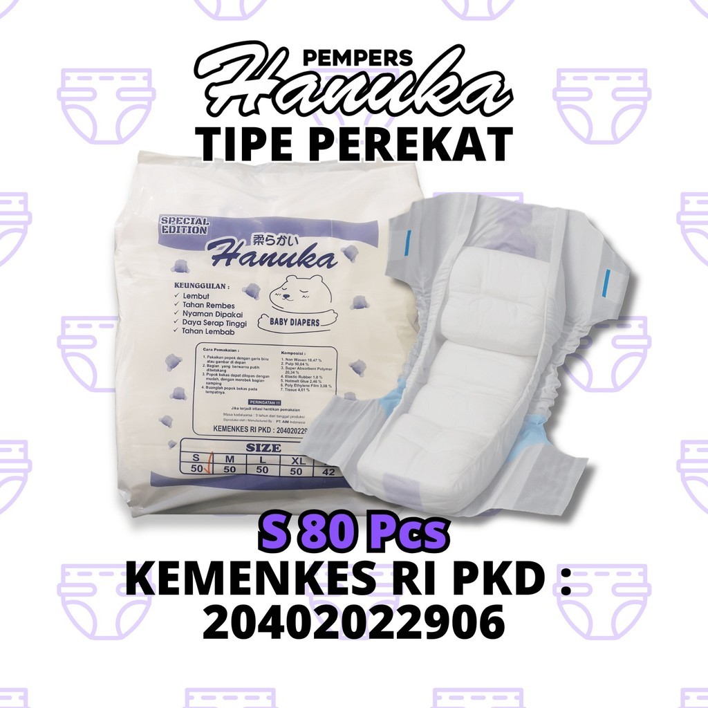 Jual [Risnis Shop] Baby Diapers Hanuka 80 Pcs (Popok Tipe Perekat ...