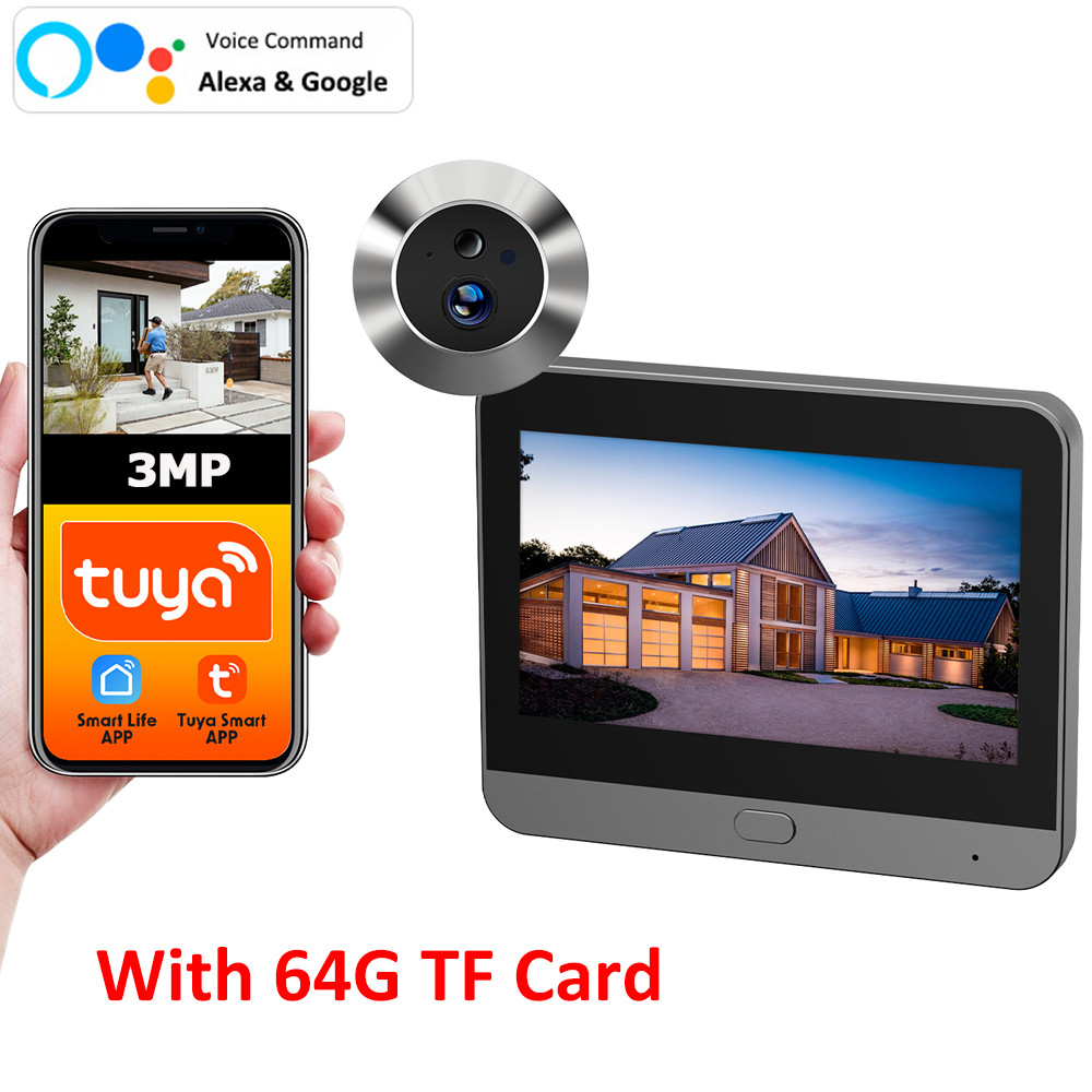Jual Tuya Smart Life 24G WiFi Battery Peephole Door Eye Hole gital ...