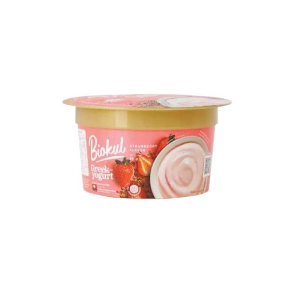 Jual Biokul Yoghurt Greek Strawberry Cup 80 gr | Shopee Indonesia