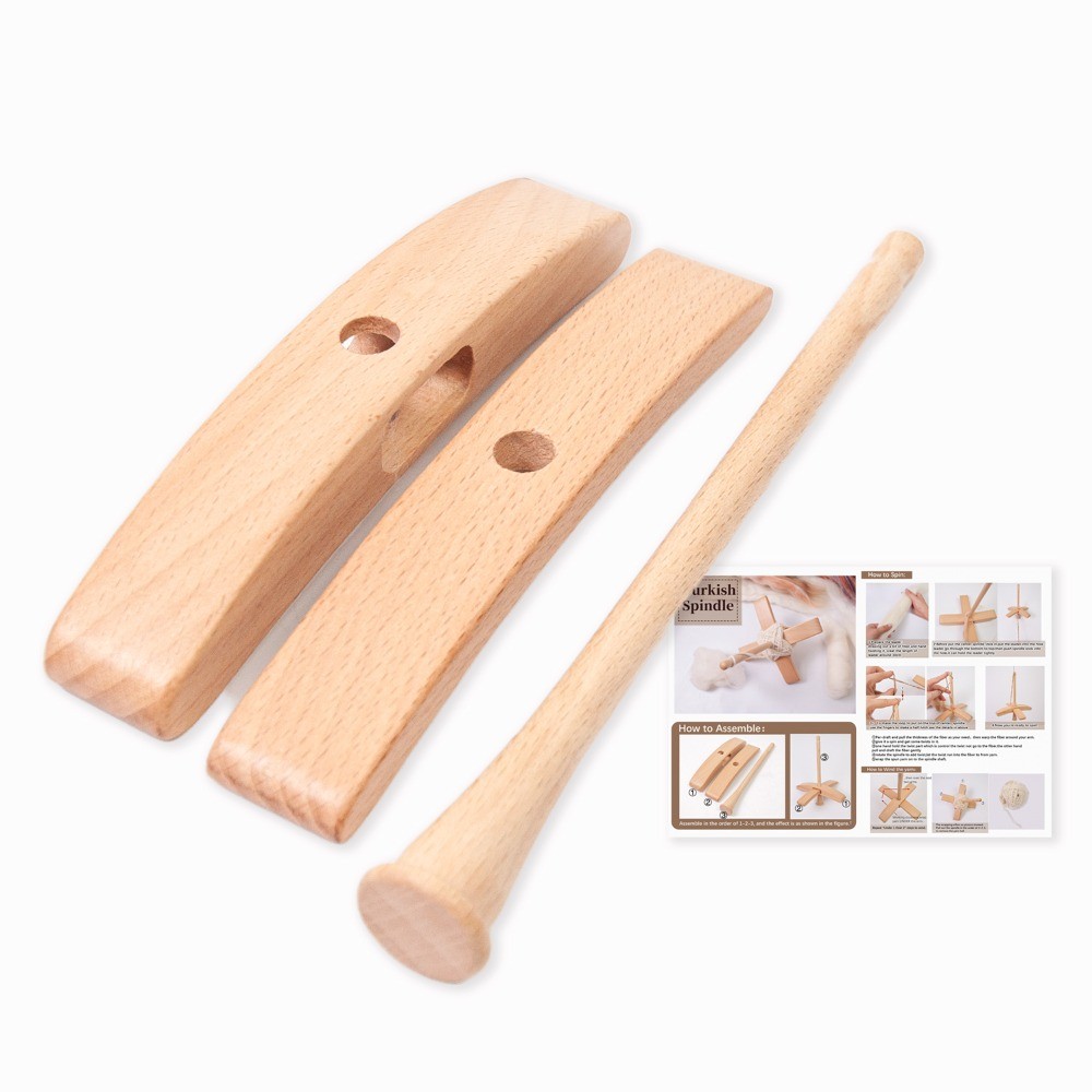 Jual Handmade Wooden Turkish Spindle Storage Tools DIY Craft Beech Wood ...