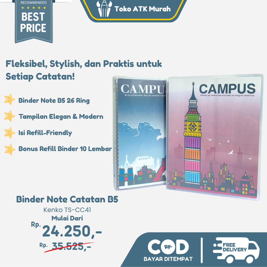 Jual Binder Note Transparan B5 Kenko 26 Ring / Loose Leaf Buku Catatan ...