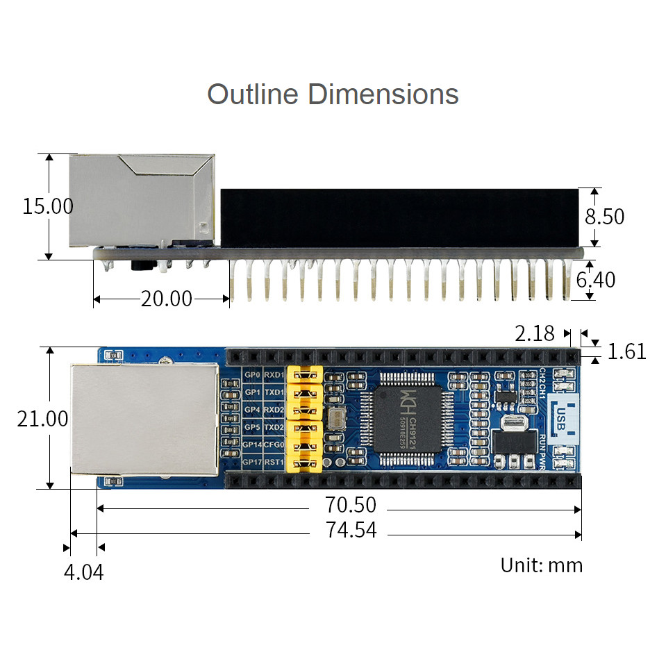 Jual Ethernet To UART Converter For Pico Supports 2CH Ethernet To UART ...
