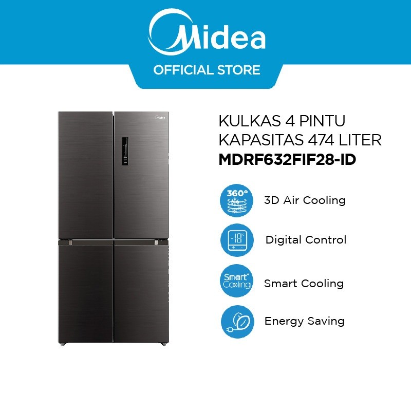 Jual Midea Kulkas Multi Door 4 Pintu 474L Inverter Hemat Listrik Hitam ...
