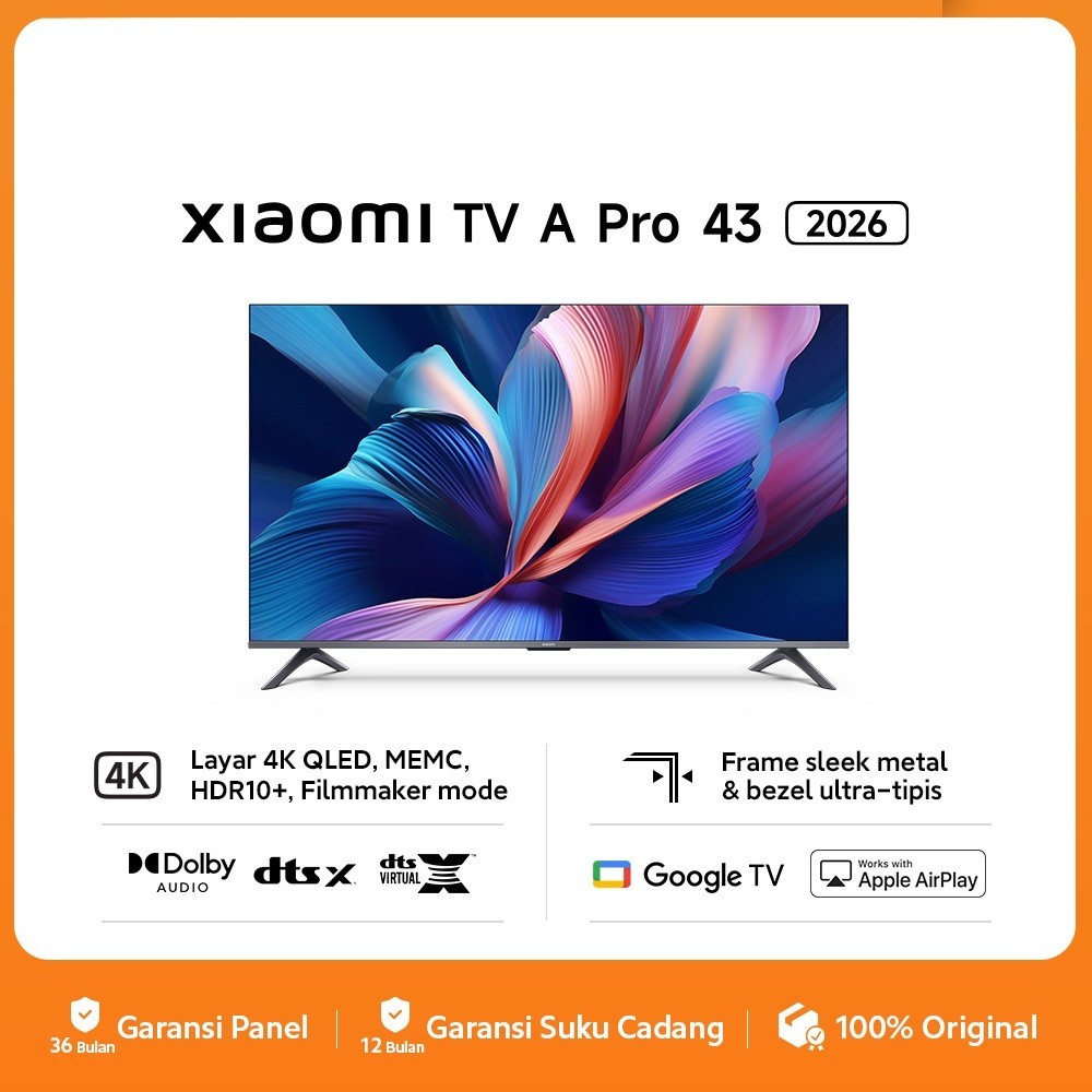 Jual Xiaomi TV A Pro 43" Inch 2026 4K QLED Smart Google TV HDR10+ Dolby ...