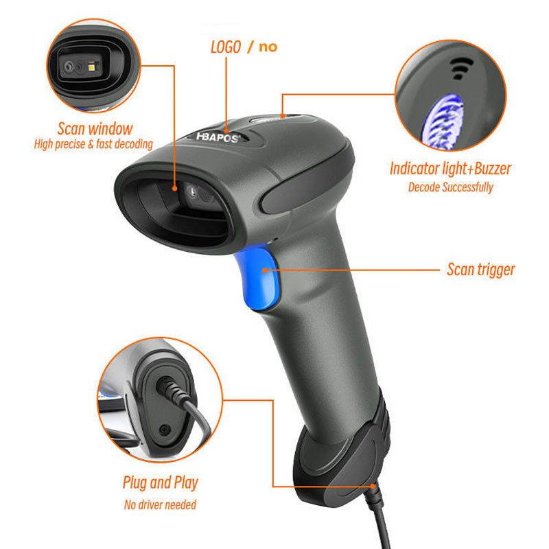 Jual Handheld USB QR Barcode Scanner Wired Automatic 1D 2D Image Bar ...