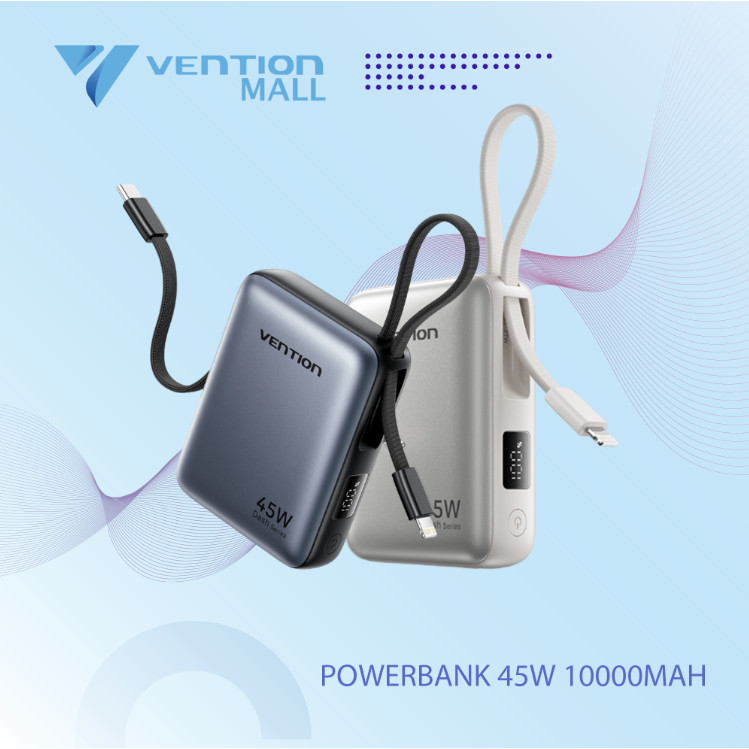 Jual Vention Powerbank 10000mAh 45W PD PPS LED Display Power Bank Built ...