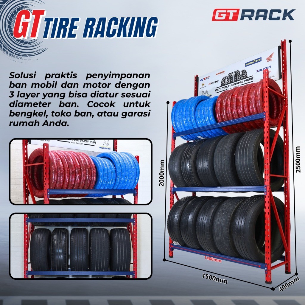 Jual hanarayun - RAK BAN MOTOR MOBIL GT RACK GTR215 PRO TIRE RACK 3 ...