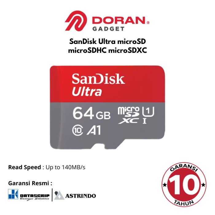 Jual AS Micro SD 64GB 64 GB Sandisk Ultra CL10 140MBPS A1 - Garansi 10 ...