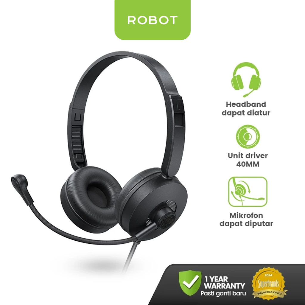 Jual ROBOT Headset Wired HP RH-P30 Headphone Jack Audio 3,5mm With Mic ...