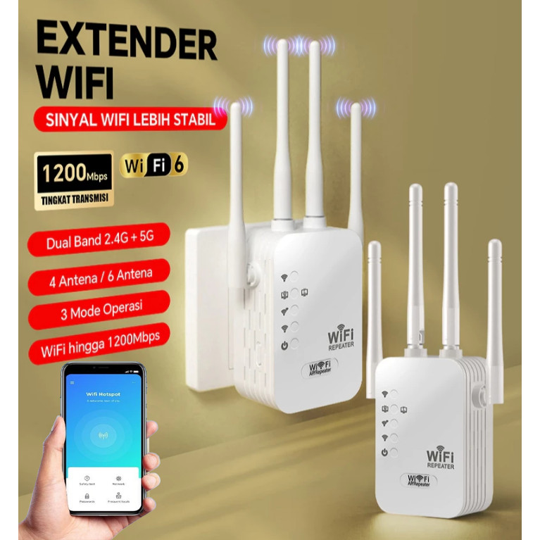 Jual Wifi Repeater 1200Mbps - Penguat Sinyal WiFi Extender 2.4G Dengan ...
