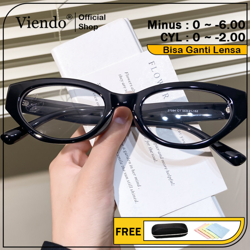 Jual Viendo Kacamata Photocromic Minus Wanita Cat Eye Frame Bluecromic ...