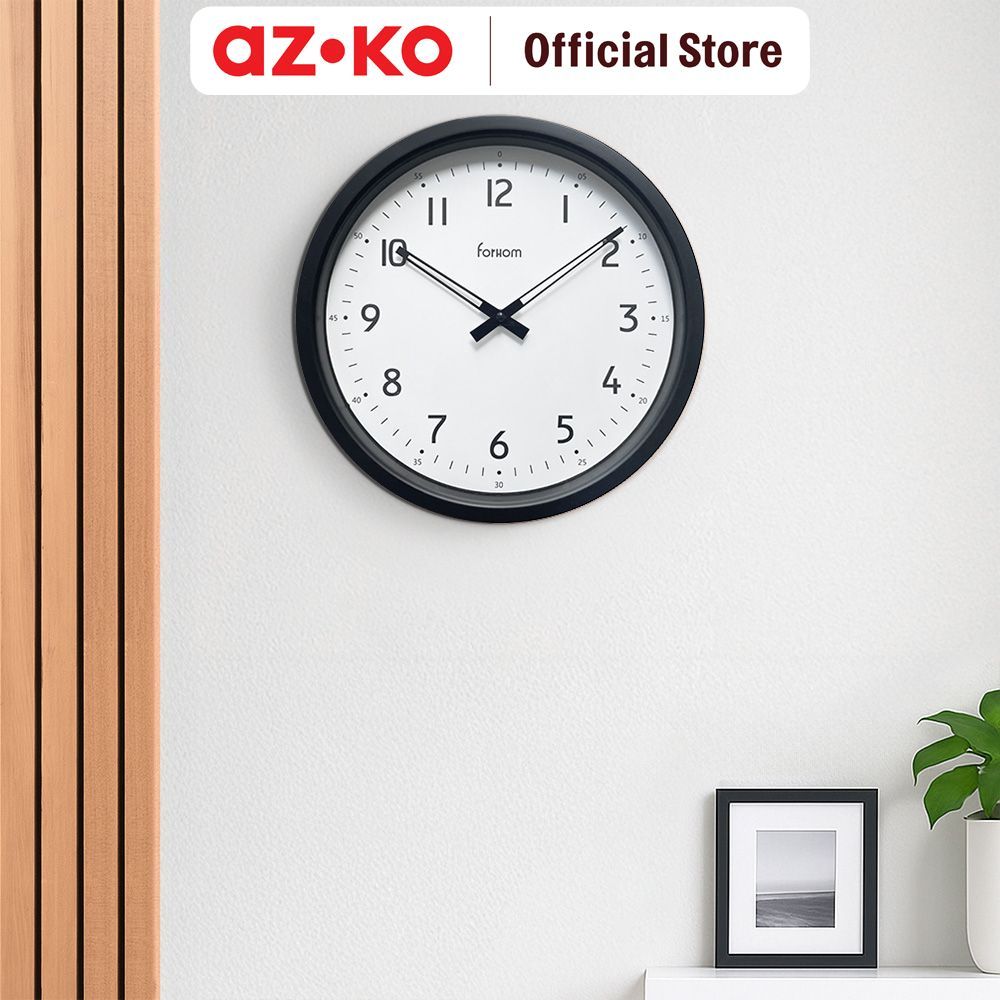Jual AZKO Forhom 30 cm Kohi Jam Dinding Plastik - Hitam/Putih Wall ...