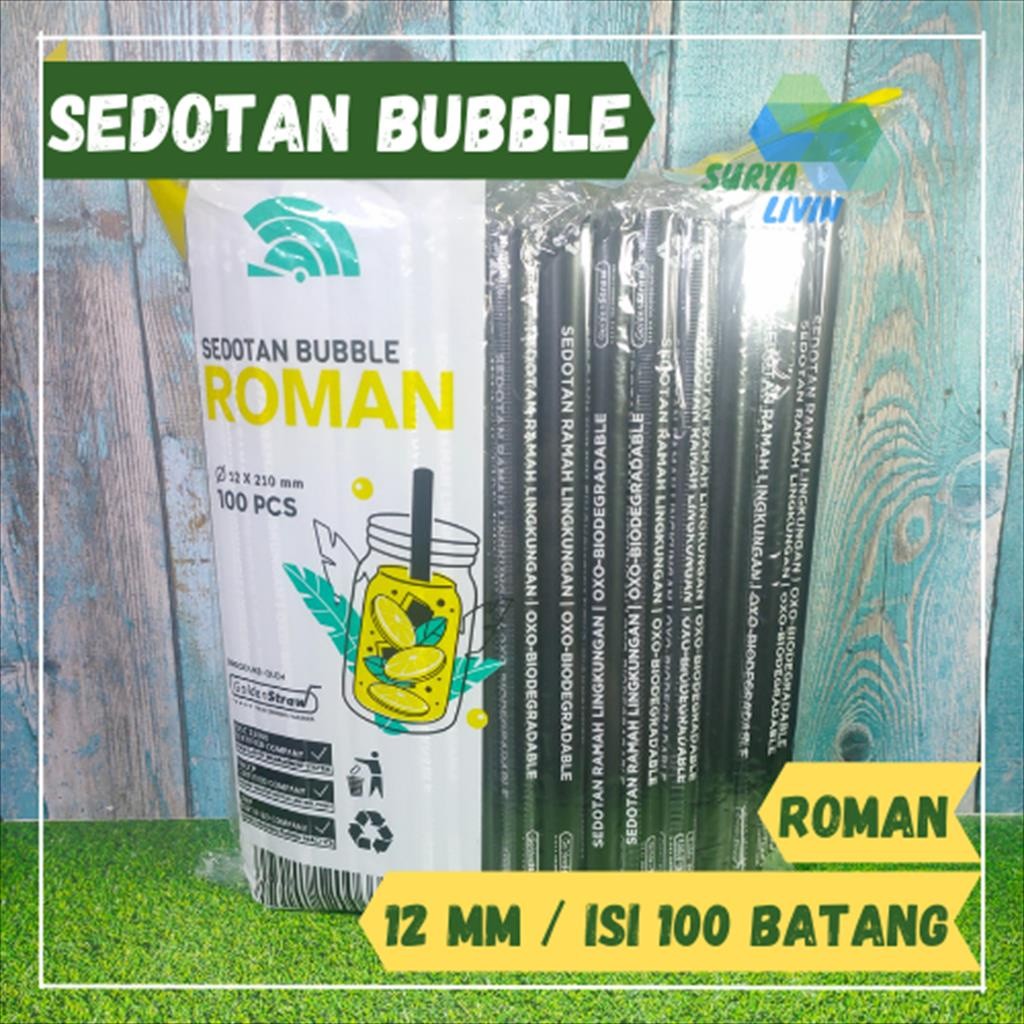 Jual Sedotan Bubble Tea Boba Roman Ramah Lingkungan 12 mm isi 100 ...