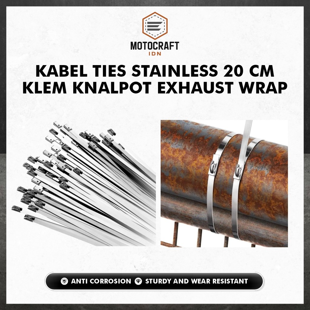Jual Stainless Kabel Ties / Klem Knalpot Exhaust Wrap Motor Mobil 20cm ...