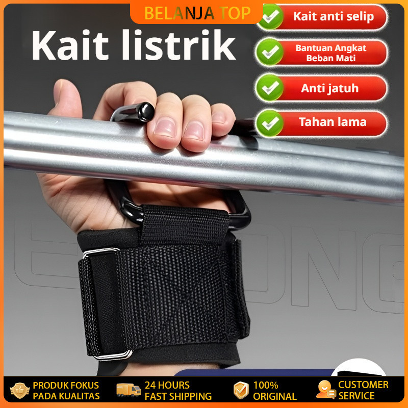 Jual COD Kirim Dalam 24 Jam Fitness Weight Lifting Hook Gym wrist band ...