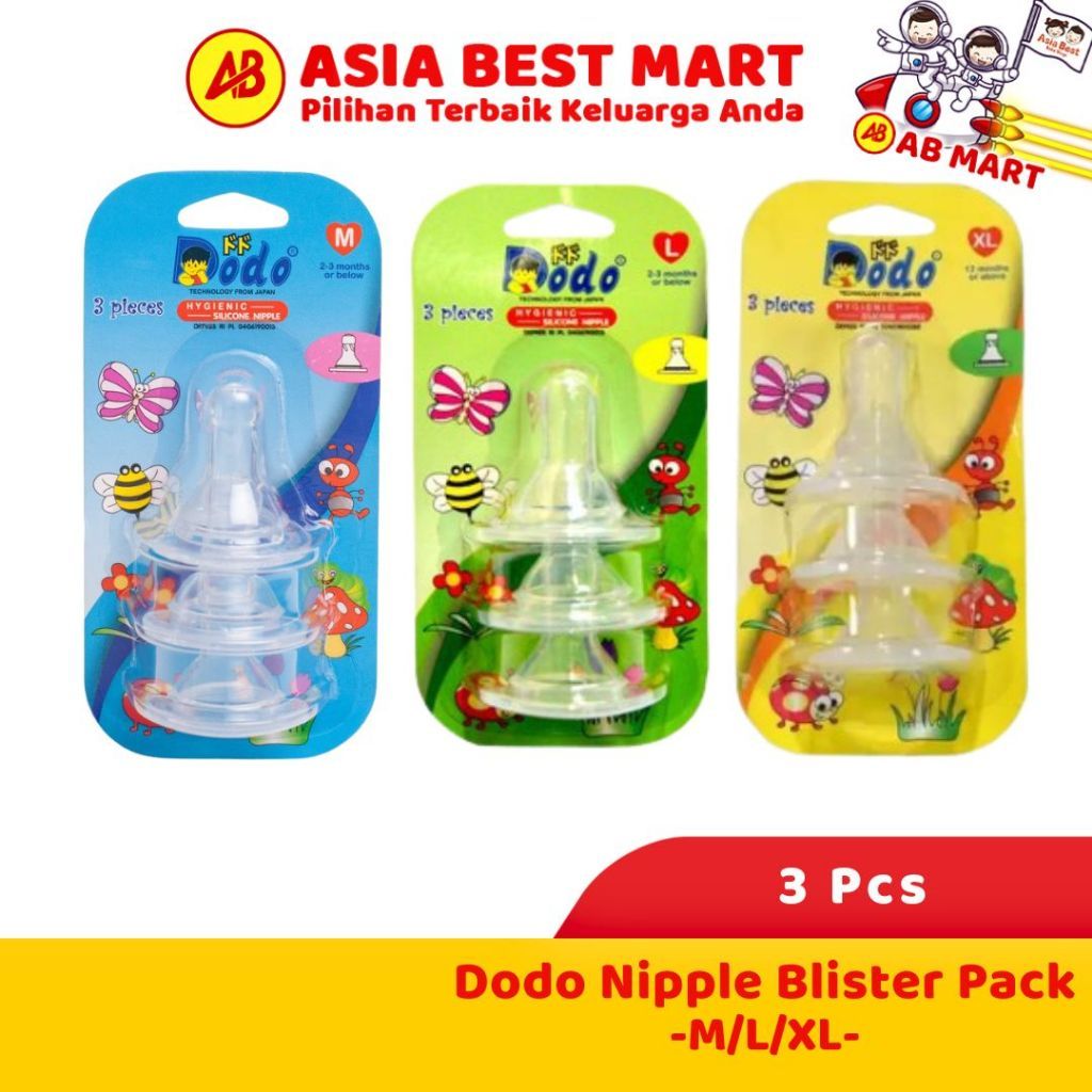 Jual Dodo Nipple Blister Pack 3 Pcs M L XL Dot Empeng Bayi - ASIA BEST ...
