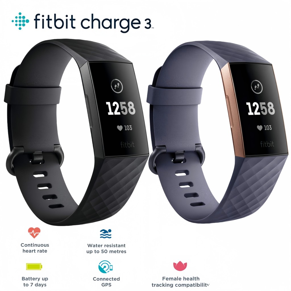Jual Fitbit Charge 3 Fitness Tracker Smart Watch Heart Rate Monitor ...