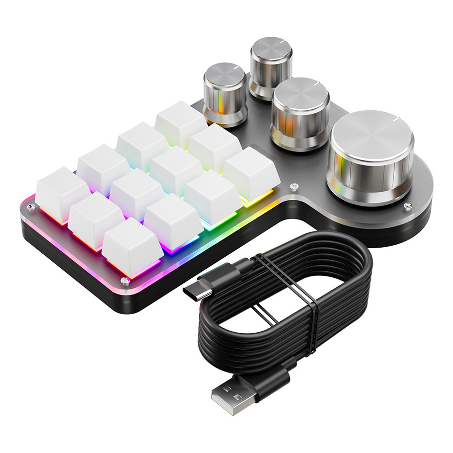 Jual 12 Keys 4 Knobs Programming Macro Custom Keyboard RGB Gaming ...