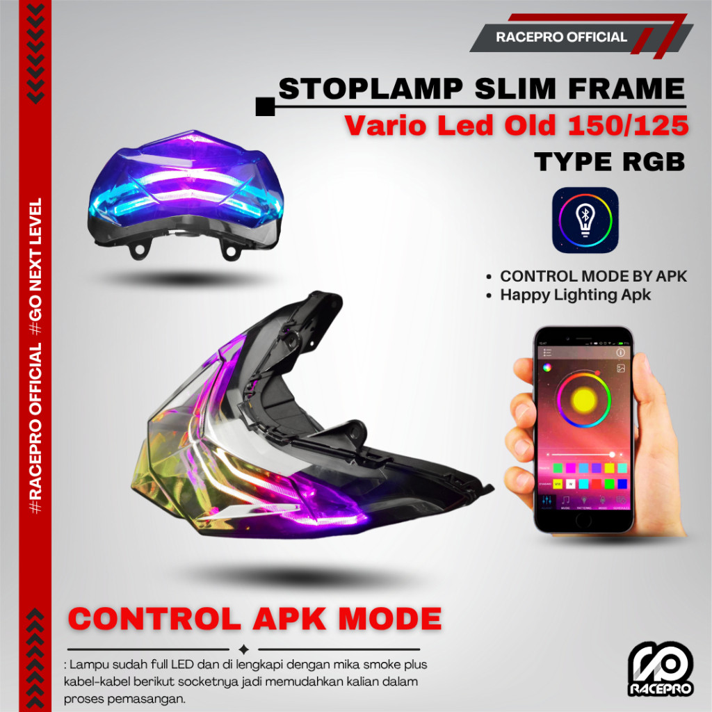 Jual Racepro Stoplamp Lazy Slim Frame Vario LED oLD 125 150 Lampu ...