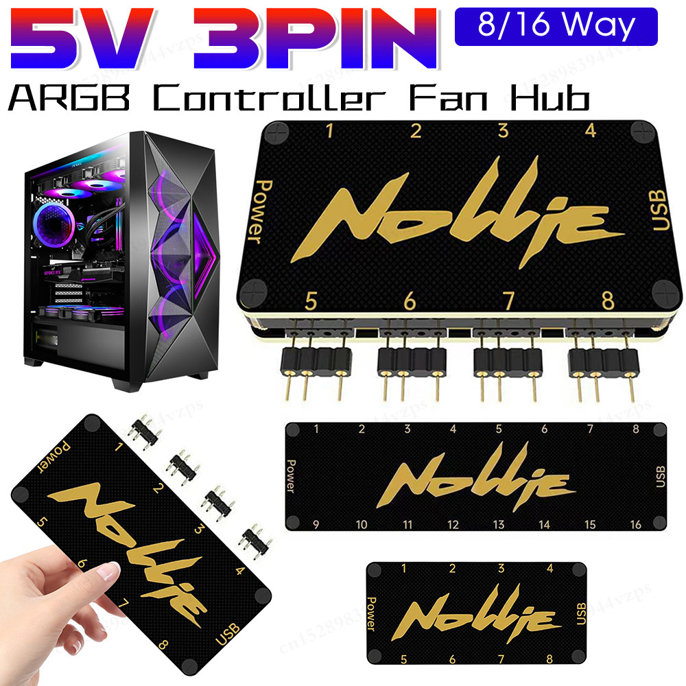 Jual 5V 3PIN ARGB Controller 8 Way Addressable ARGB Splitter Nollie ...