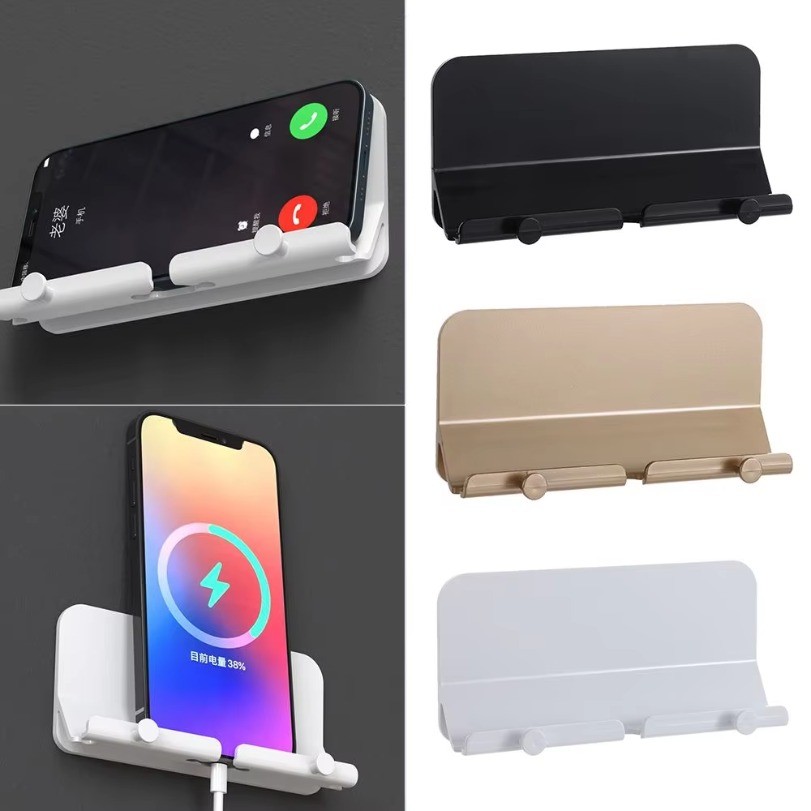 Jual Portable 2 in 1 Hanging Phone Holder & Double Hook Wall Mounted ...