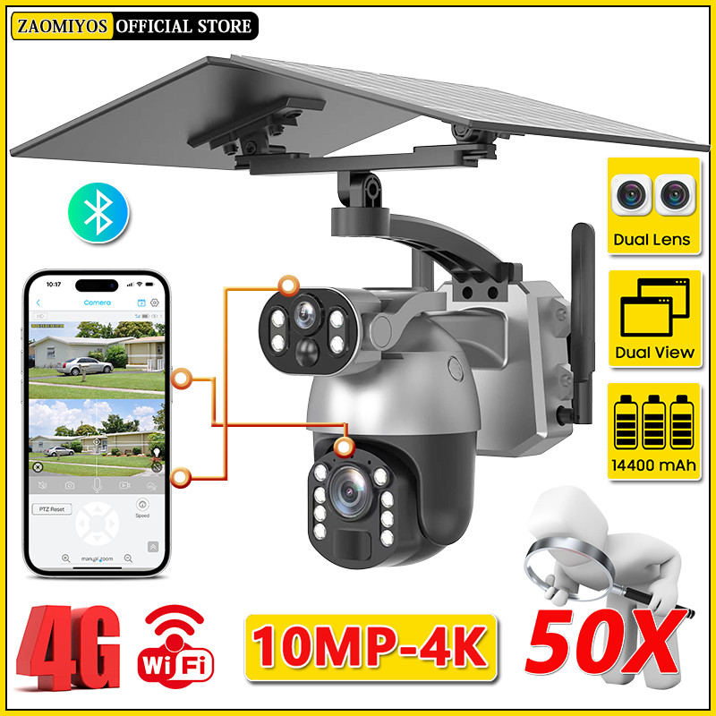 Jual 10MP 50x Zoom Dual Lens 4G SIM Solar Camera WIFI Outdoor ...