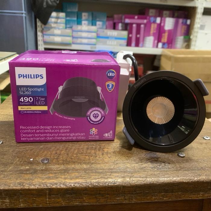 Jual Lampu LED Spotlight SL260 PHILIPS 7.5W Body Hitam Downlight ...