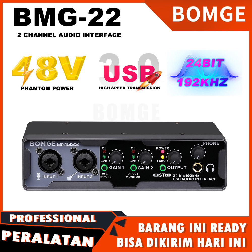 Jual BOMGE BMG-22 Audio Interface(24 bit/192 kHz) USB SoundCard with ...
