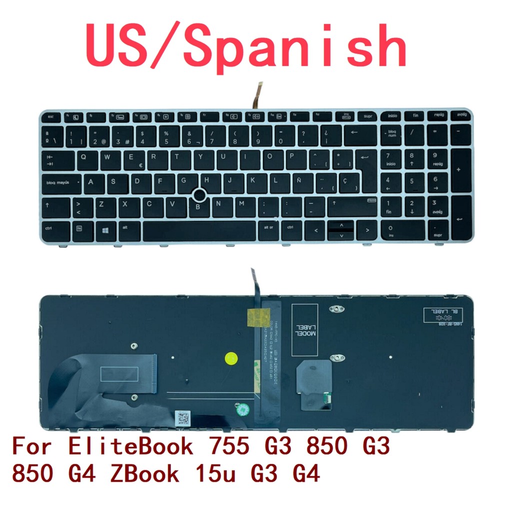 Jual New US Spanish Laptop Backlit Keyboard For HP EliteBook 755 G3 850 ...