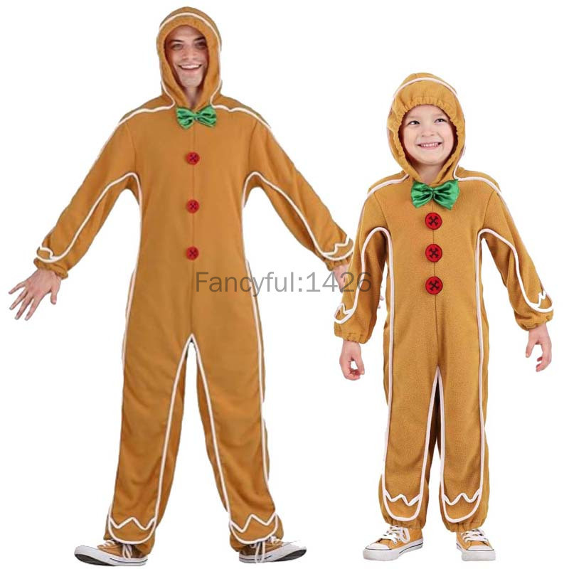 Jual ristmas Gingerbread Man Halloween Kids Adult Costumes Skeleton ...