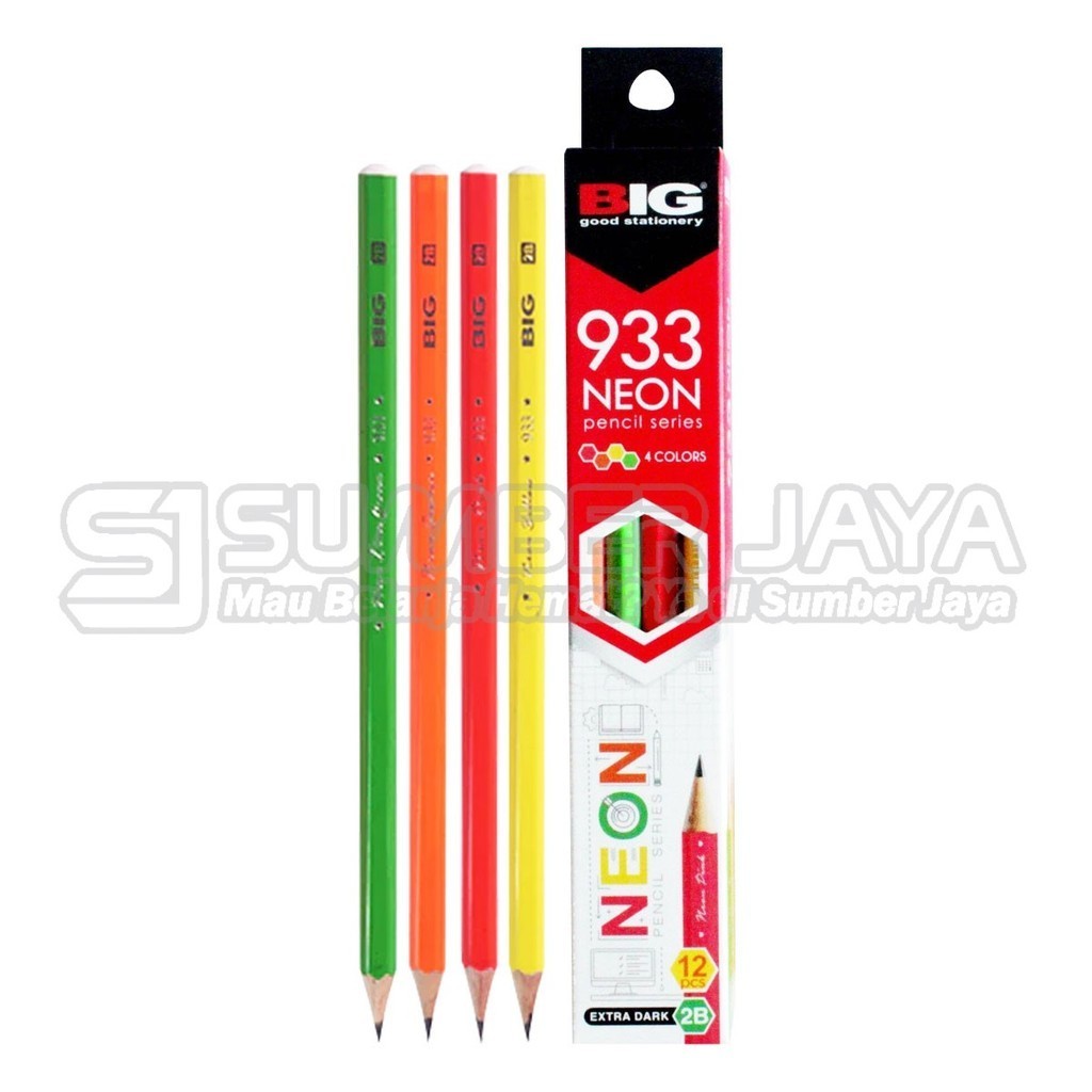 Jual Pensil 2B BIG series Pensil kayu 2B body warna warni lucu pencil ...