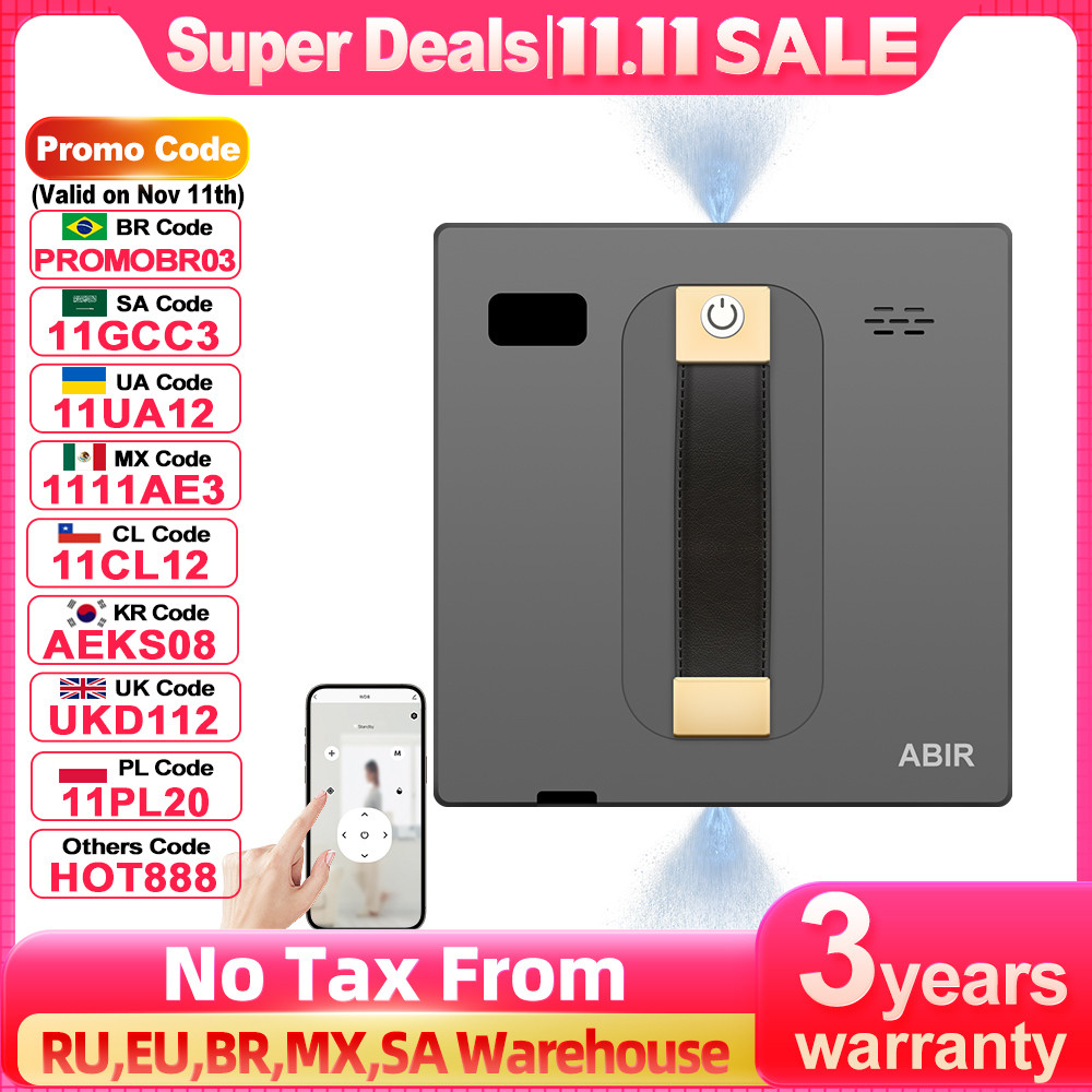 Jual Robot Window Vacuum Cleaner ABIR WD8,Dual Ultrasonic Spray, APP ...