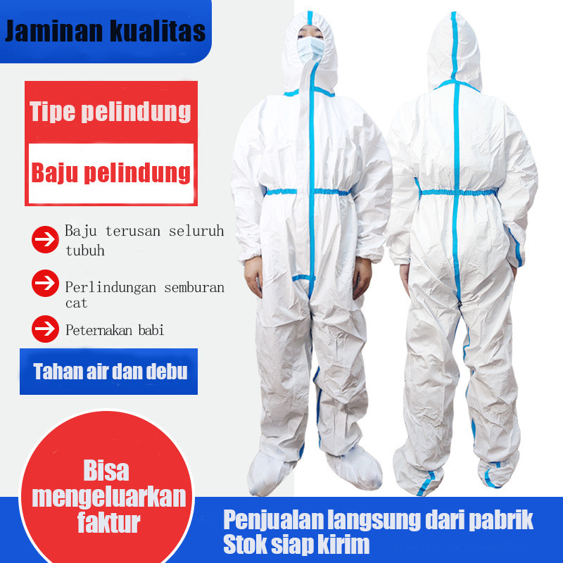 Jual Fullset APD Hazmat Coverall + cover shoes Medis Micropous tebal ...
