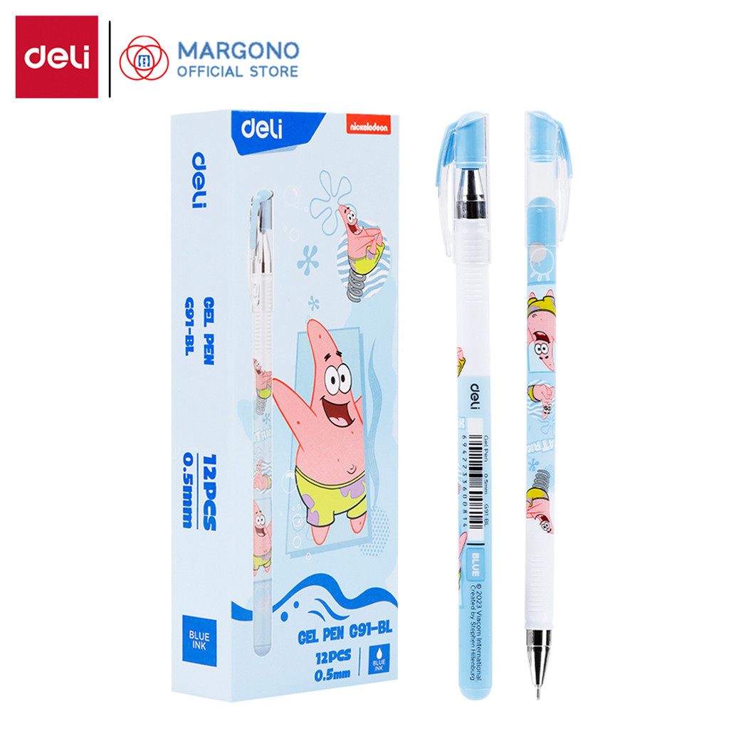 Jual Deli Pulpen Gel Pen Tinta Biru 0.5 mm Special Spongebob Edition ...