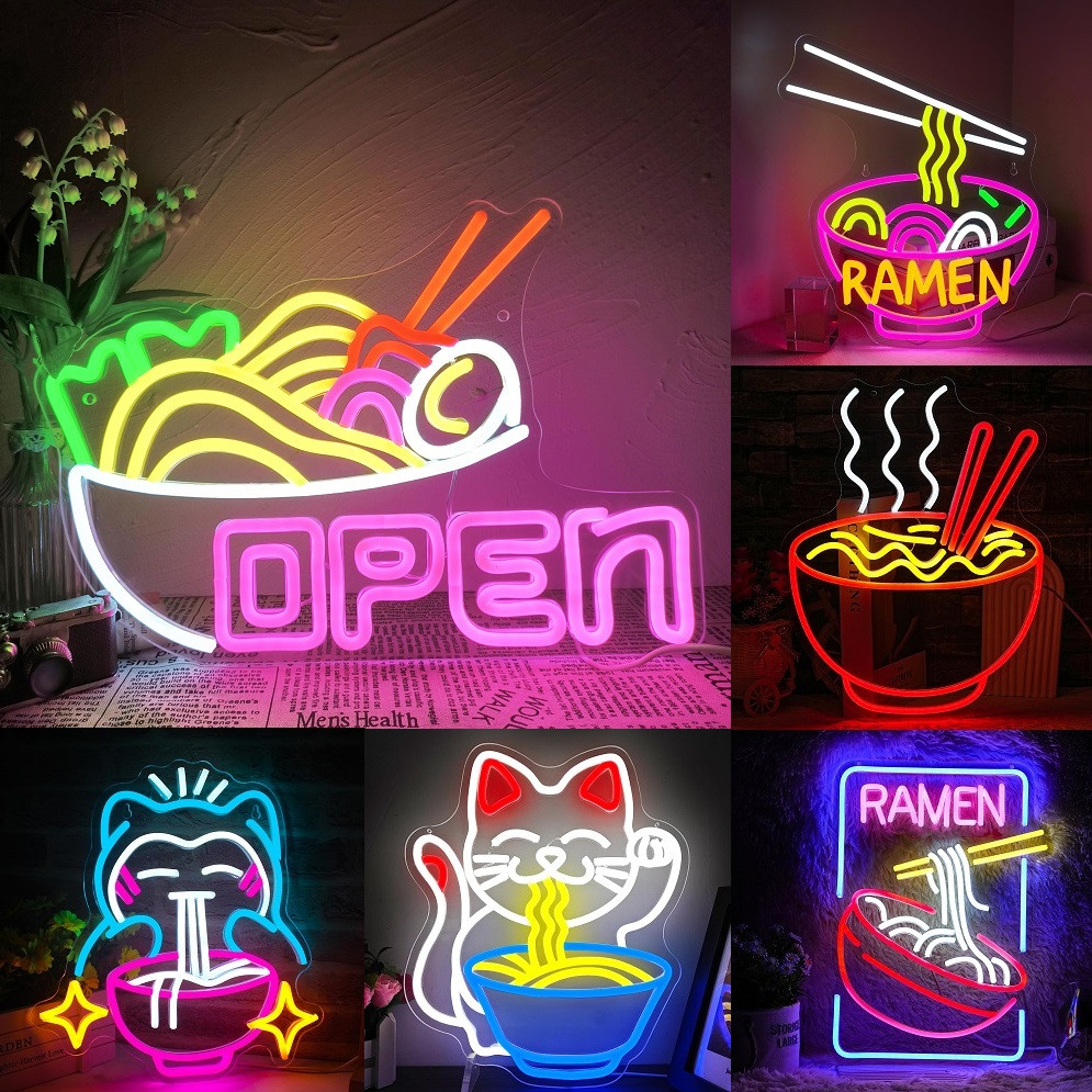 Jual Ramen & Lucky Cat Open Neon Sign - Eye-Cating Shop Decor for ...